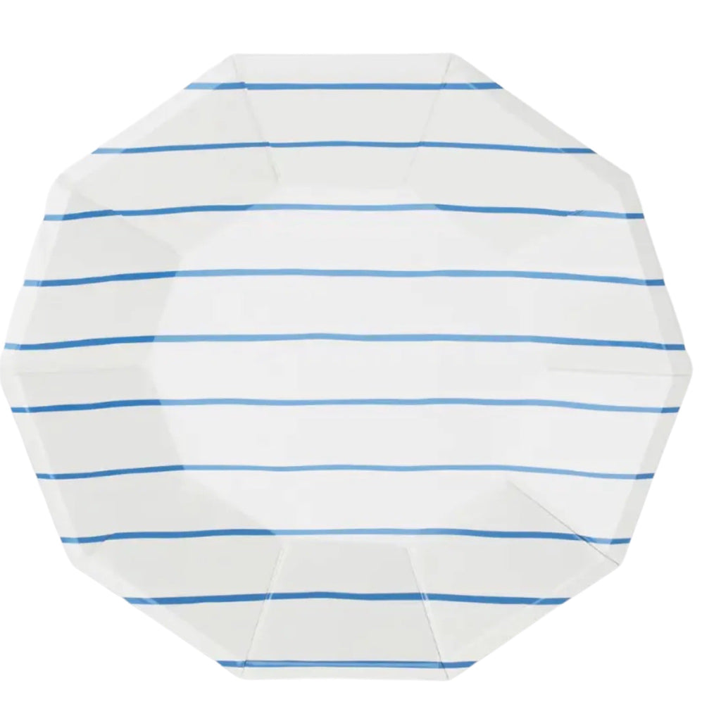 blue French stripe paper plate – DROOZ + Company